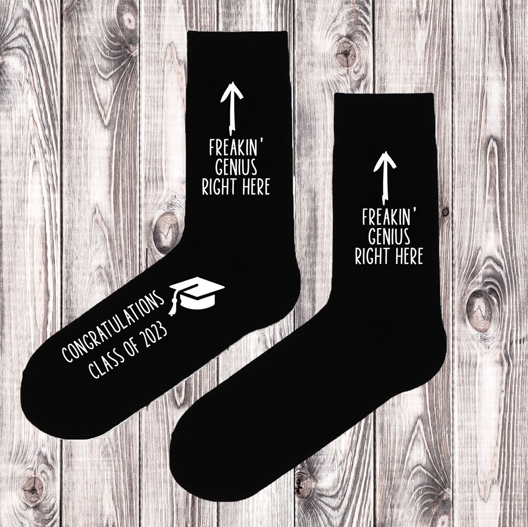 FREAKIN' GENIUS Right Here - Graduation Socks Gift Congratulations ...