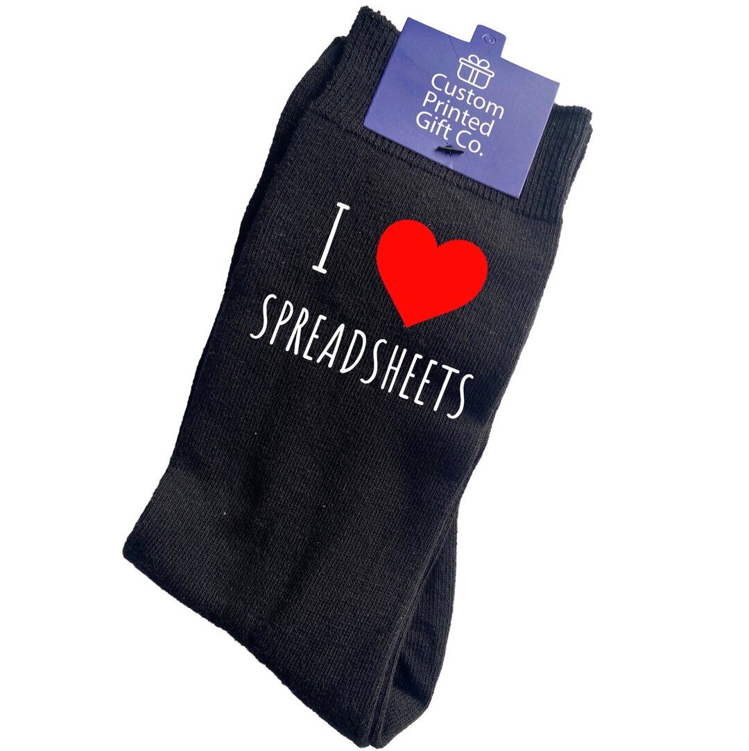 I Love Spreadsheets Secret Santa Present for Office Job - Black Socks ...