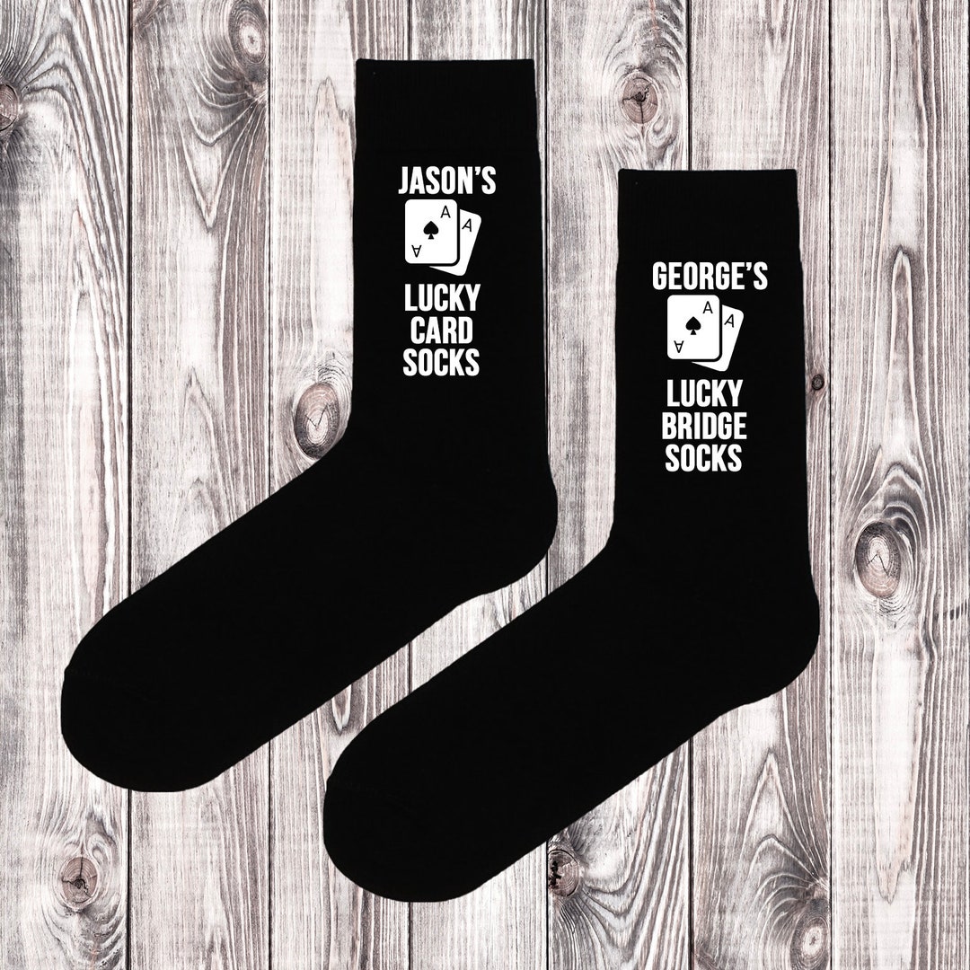 Personalised Lucky Card Bridge Poker Socks - Gambling - Uncle - Dad ...