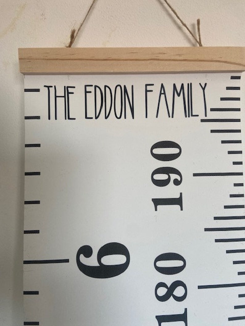 Personalised Height Chart Canvas Hanging Wall Ruler Height Family Gift ...