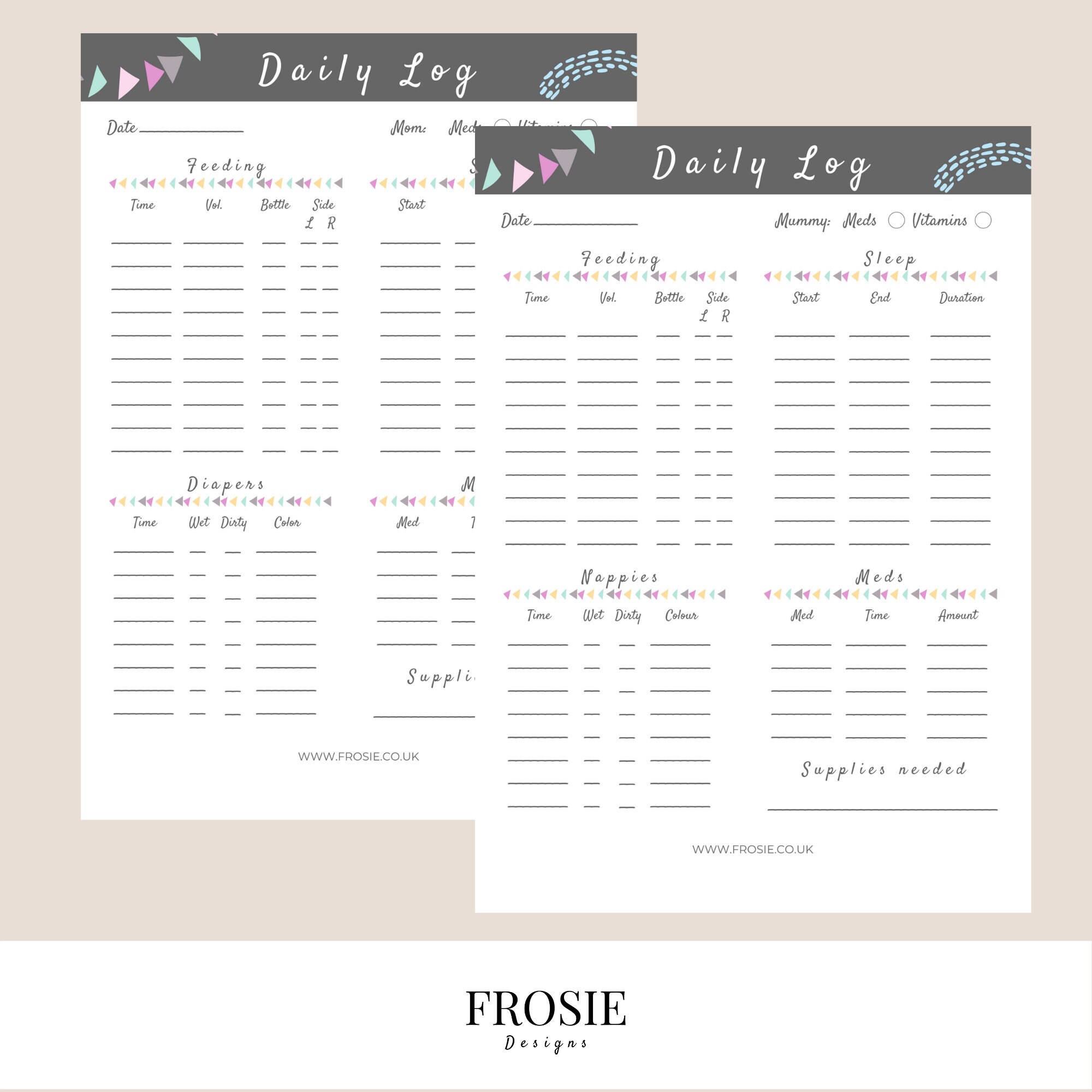 Printable Daily Baby Log / Newborn Log / Feeding Tracker / Sleep ...