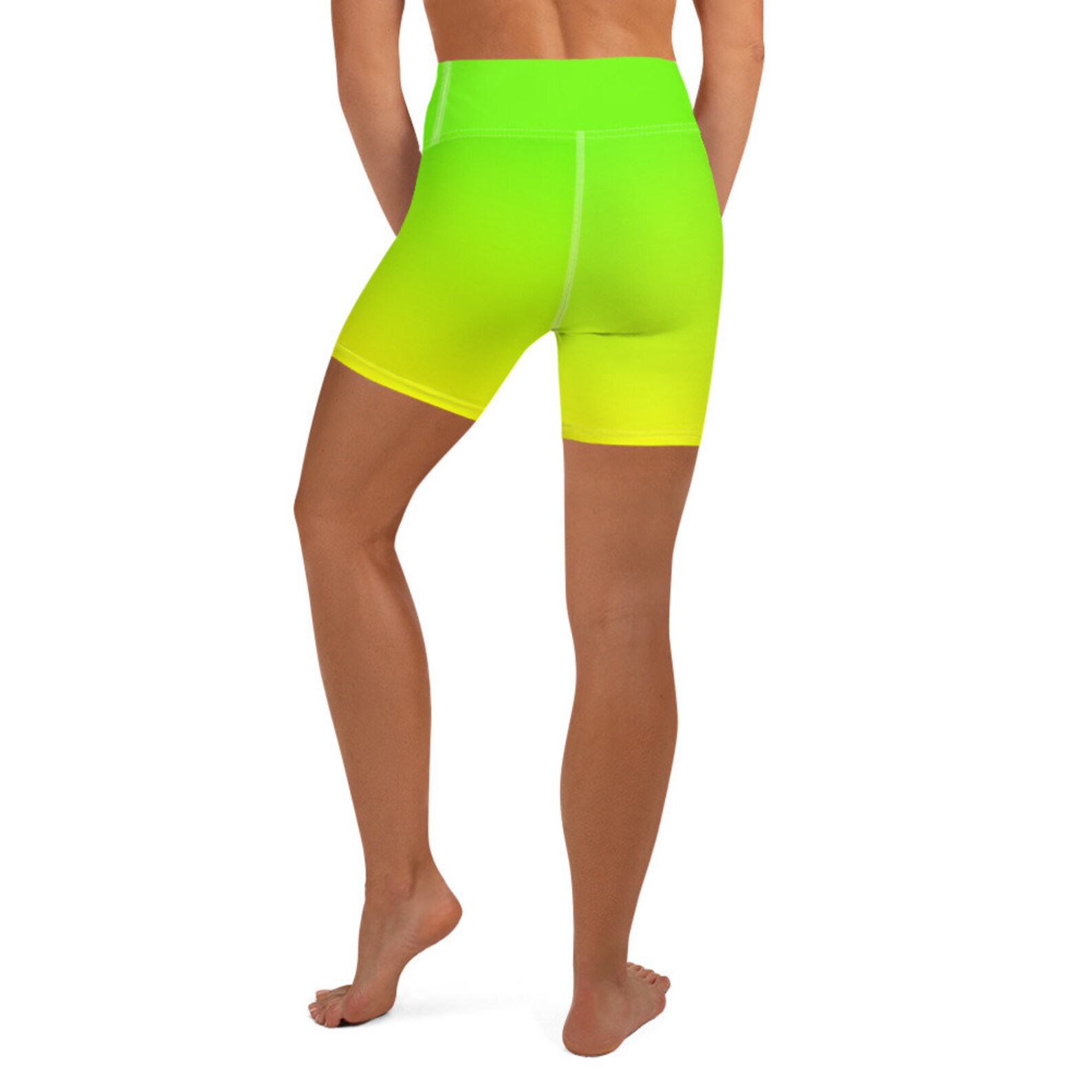 Neon Lime Green Yoga Shorts / Biker Shorts / Booty Shorts / Short ...