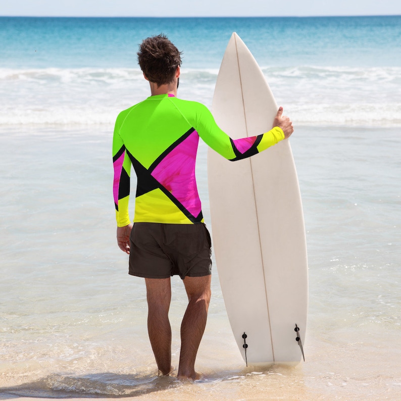 Neon Color Blocking / Men's Rash Guard / Surfing / Long Sleeve ...