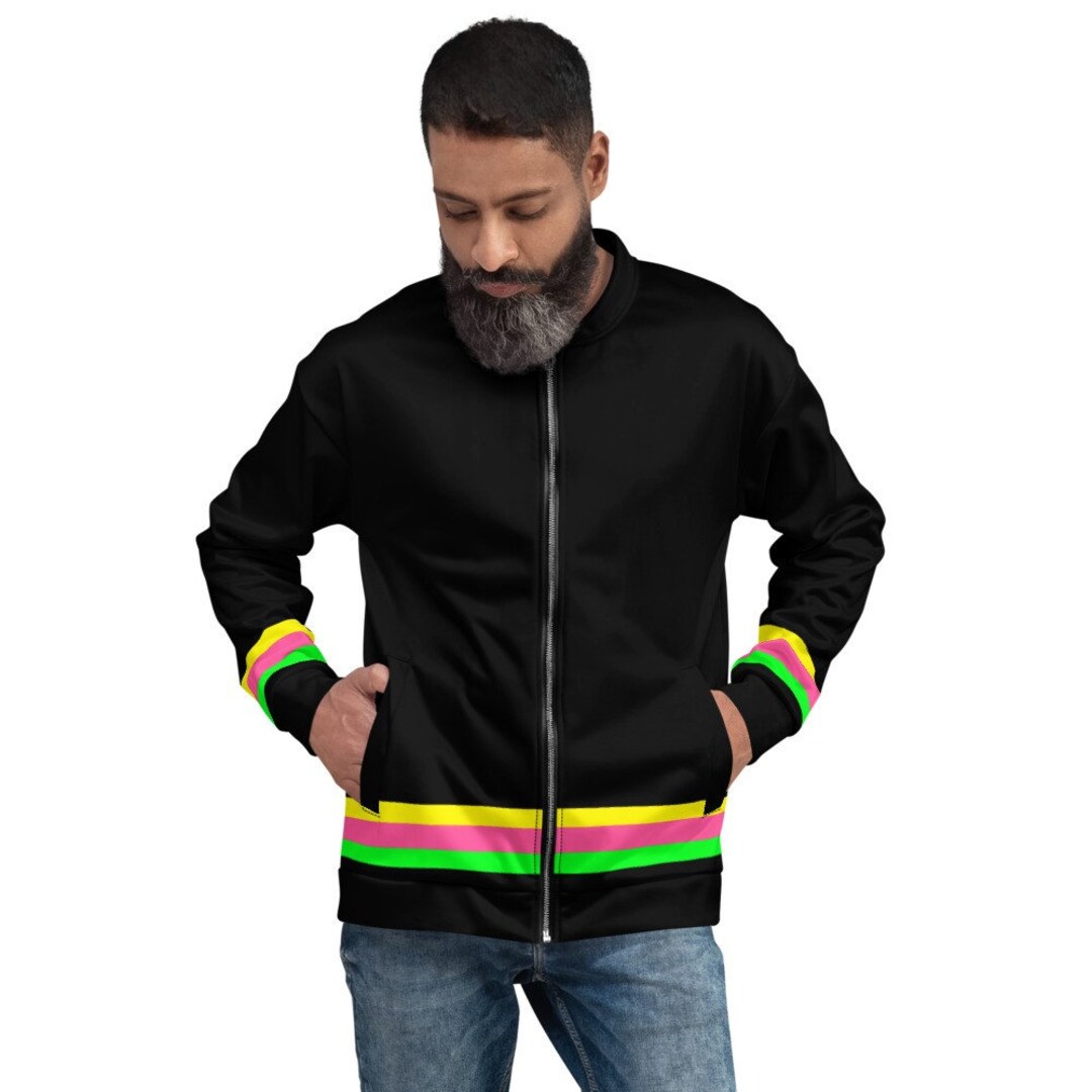 Black & Neon Stripes / Unisex Bomber Jacket - Etsy