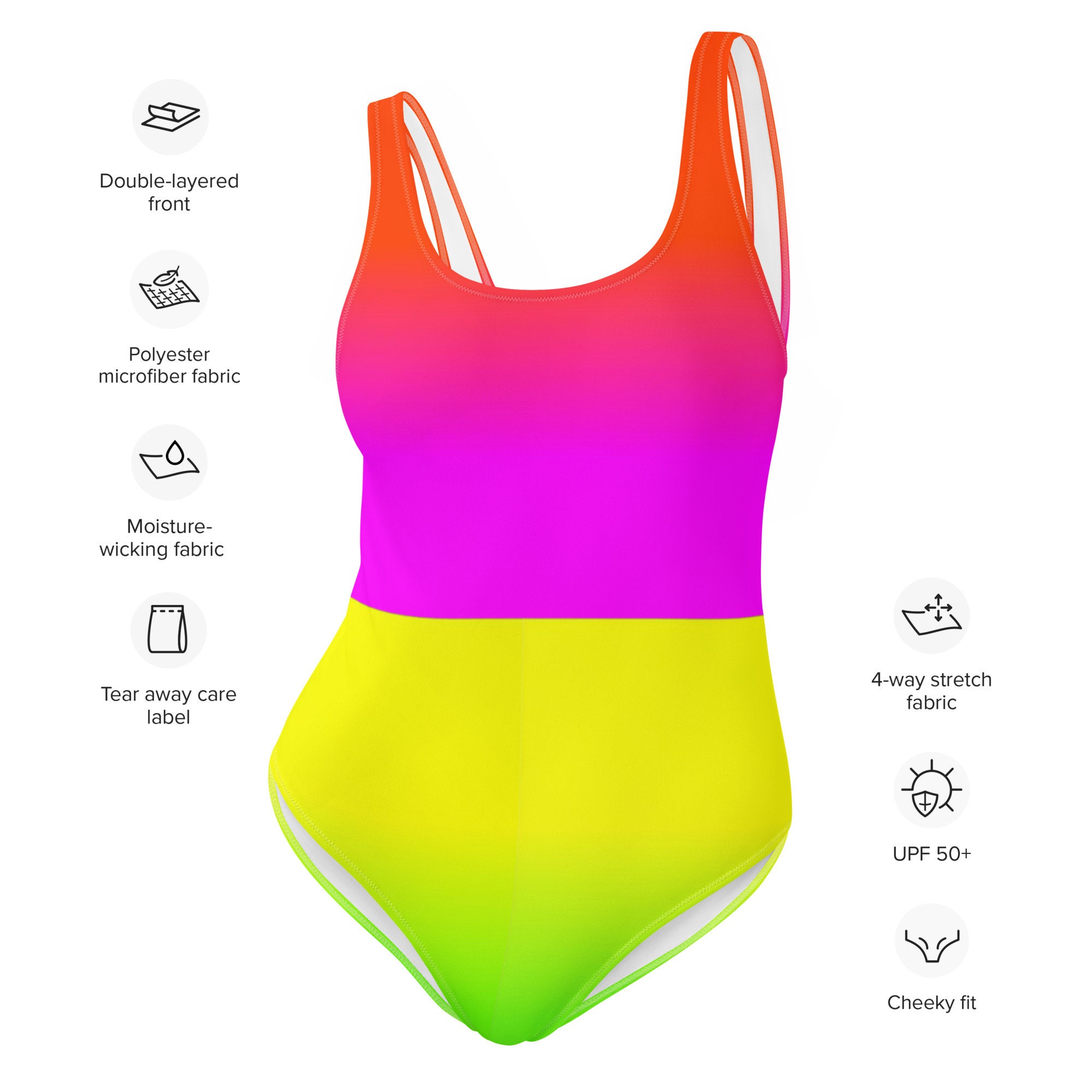 Neon Rainbow One Piece Swimsuit Neon Bodysuit Neon Leotard Etsy