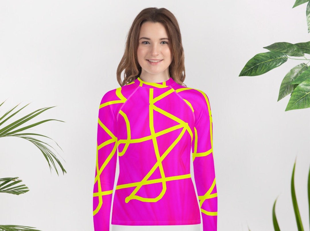 Neon Pink Abstract Youth Rash Guard / 8-20 - Etsy