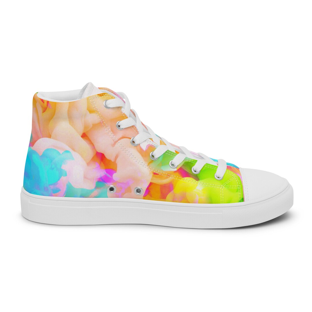 Neon Watercolor Women’s High Top Canvas Shoes - Etsy