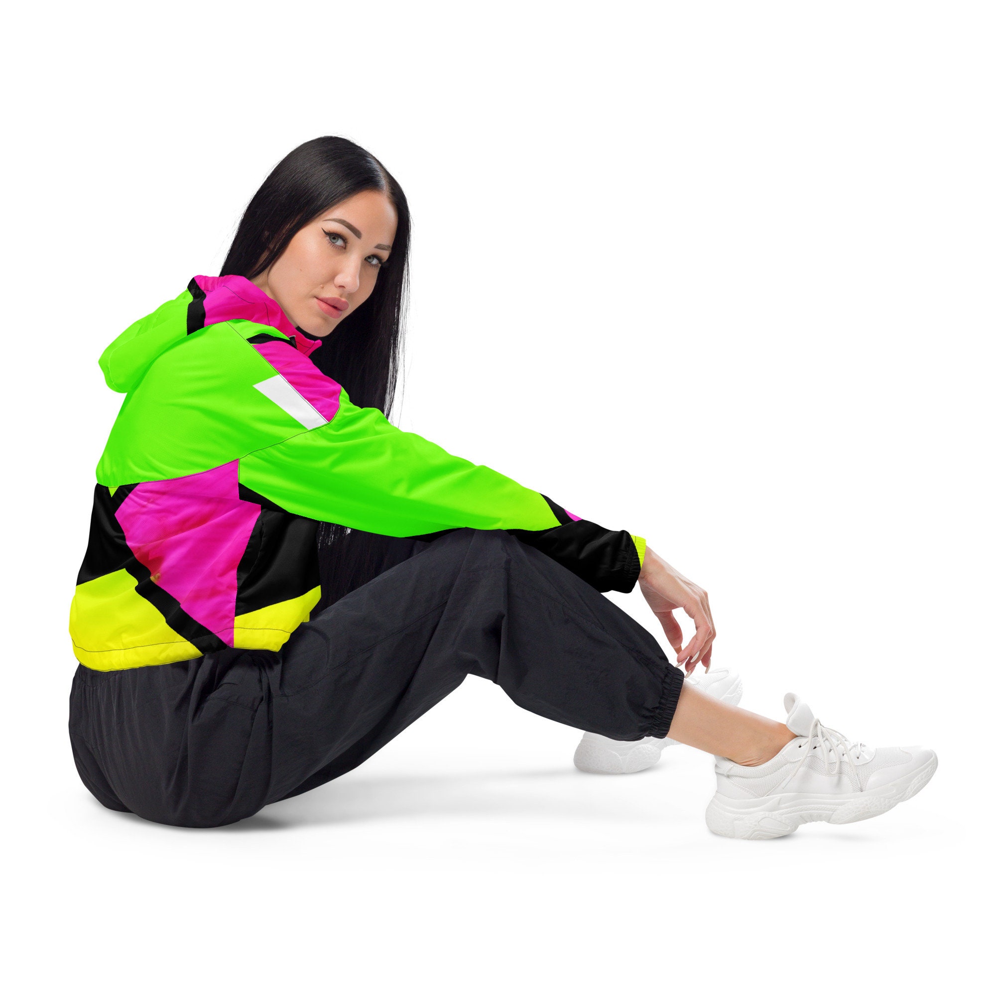 Neon Color Blocking Women’s Cropped Windbreaker / Cropped Jacket - Etsy