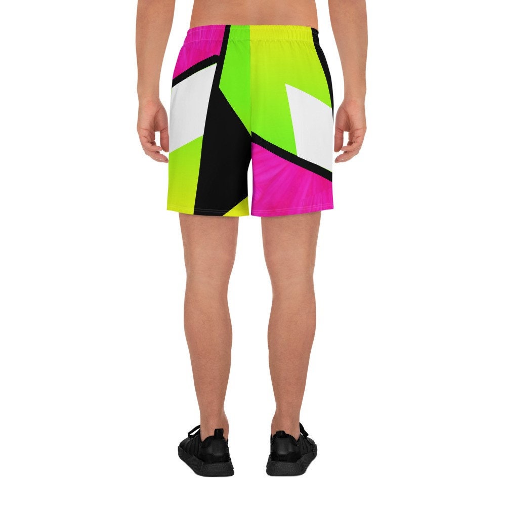 Neon Color Blocking Men's Recycled Athletic Shorts /ECO Shorts - Etsy