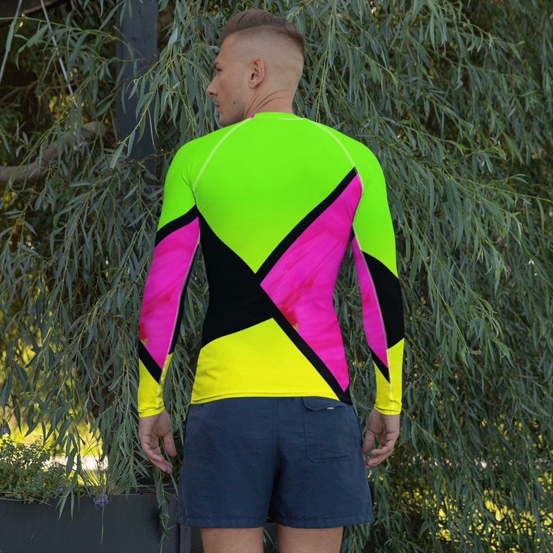 Neon Color Blocking / Men's Rash Guard / Surfing / Long Sleeve ...