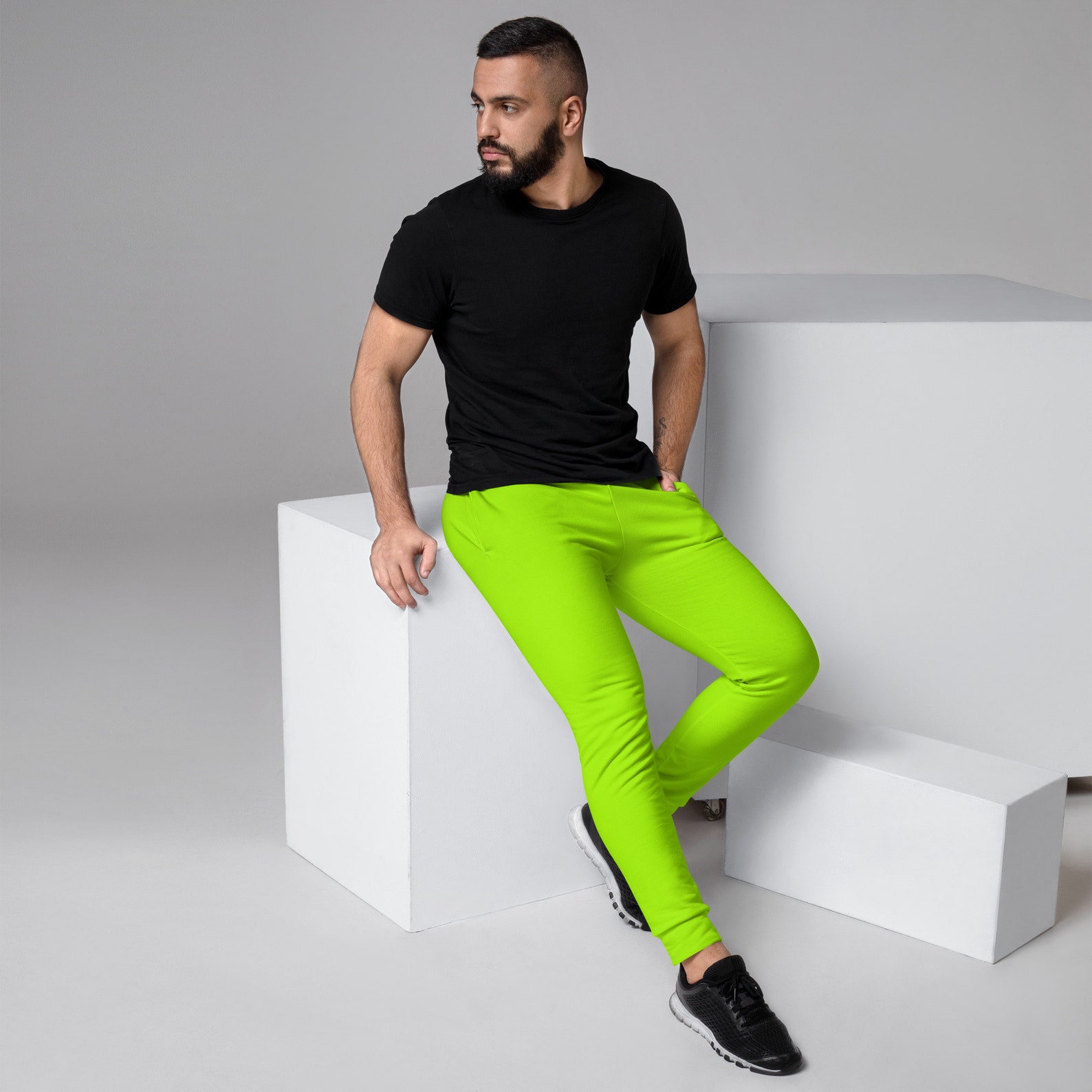Neon Lime Green Men's RECYCLED Joggers / ECO Festival Pants/ Rave ...