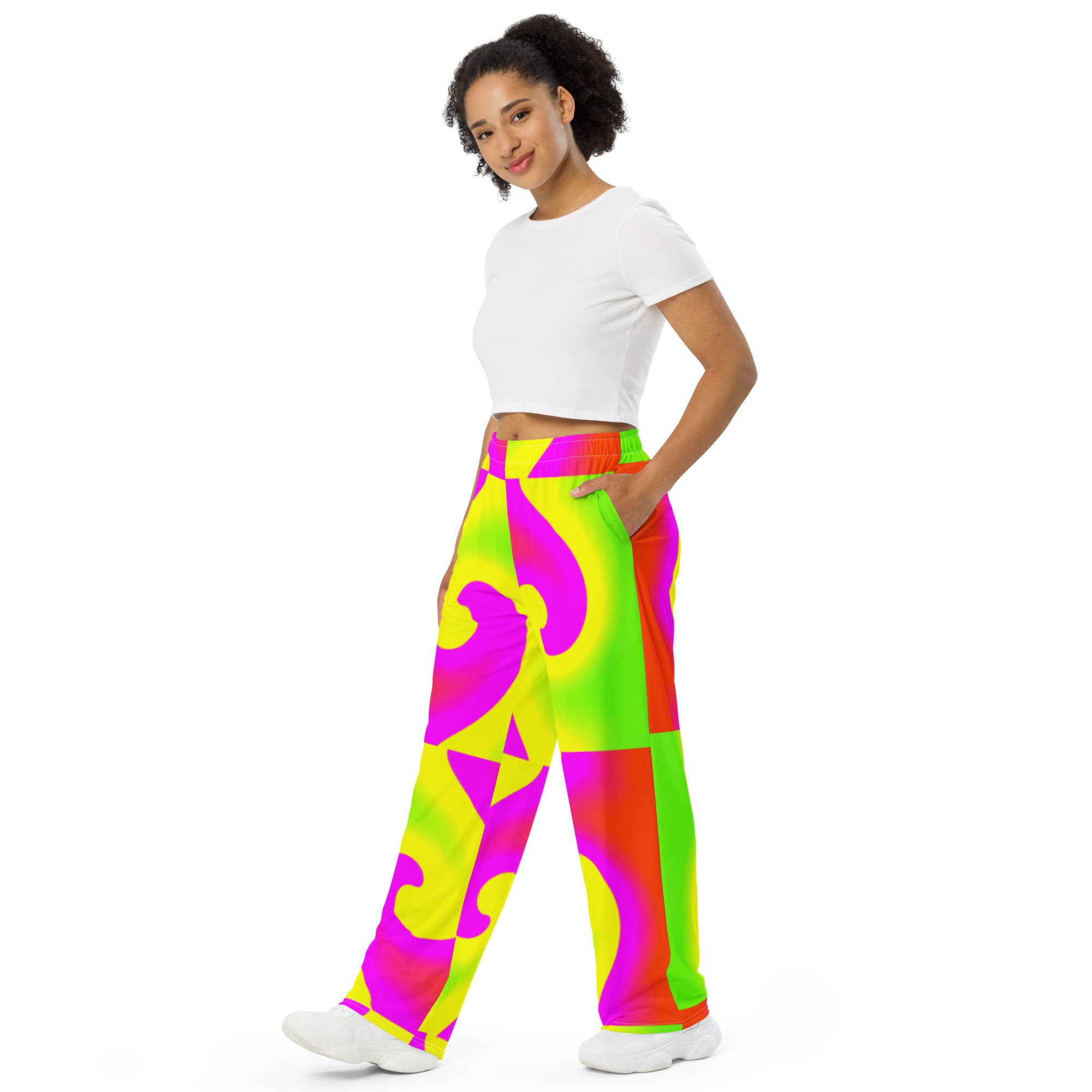 Neon Swirl Unisex Wide-leg Pants / Neon Festival Pants /retro Pants ...