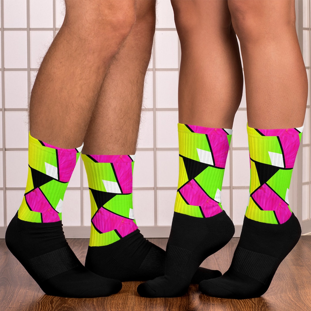 Neon Color Blocking Unisex Socks - Etsy