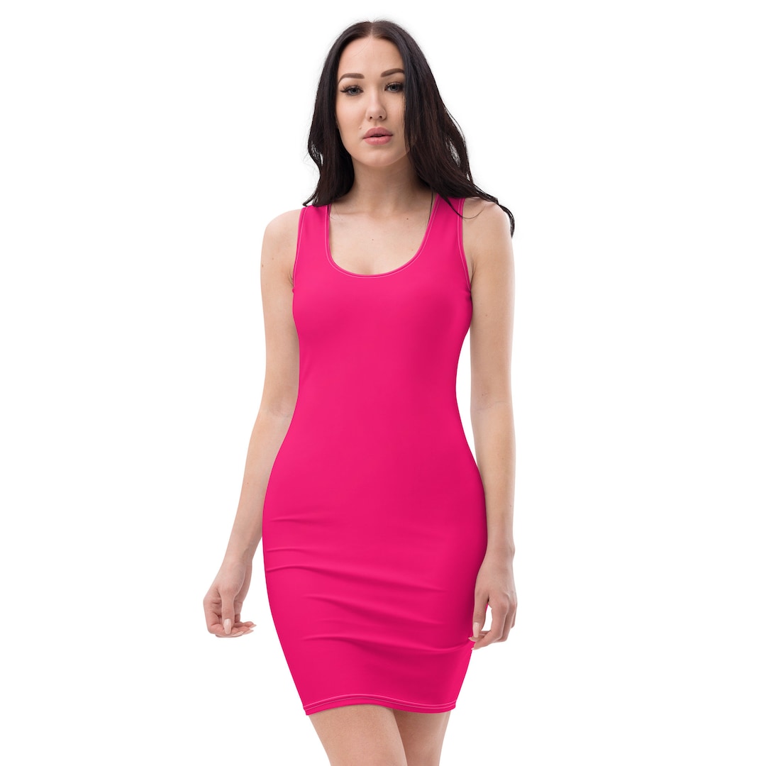 Neon Pink Tank Dress / Neon Pink Bodycon - Etsy