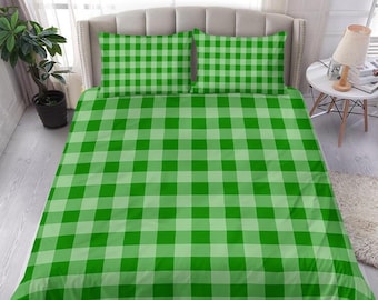 Green Plaid Bed Set - Etsy