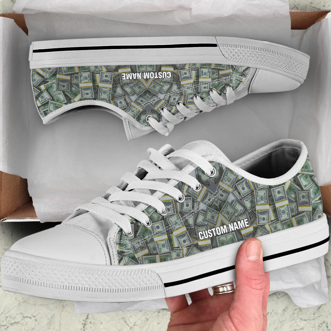 Custom Name Money Sneakers: Dollar Print Low Top Trainers - Etsy
