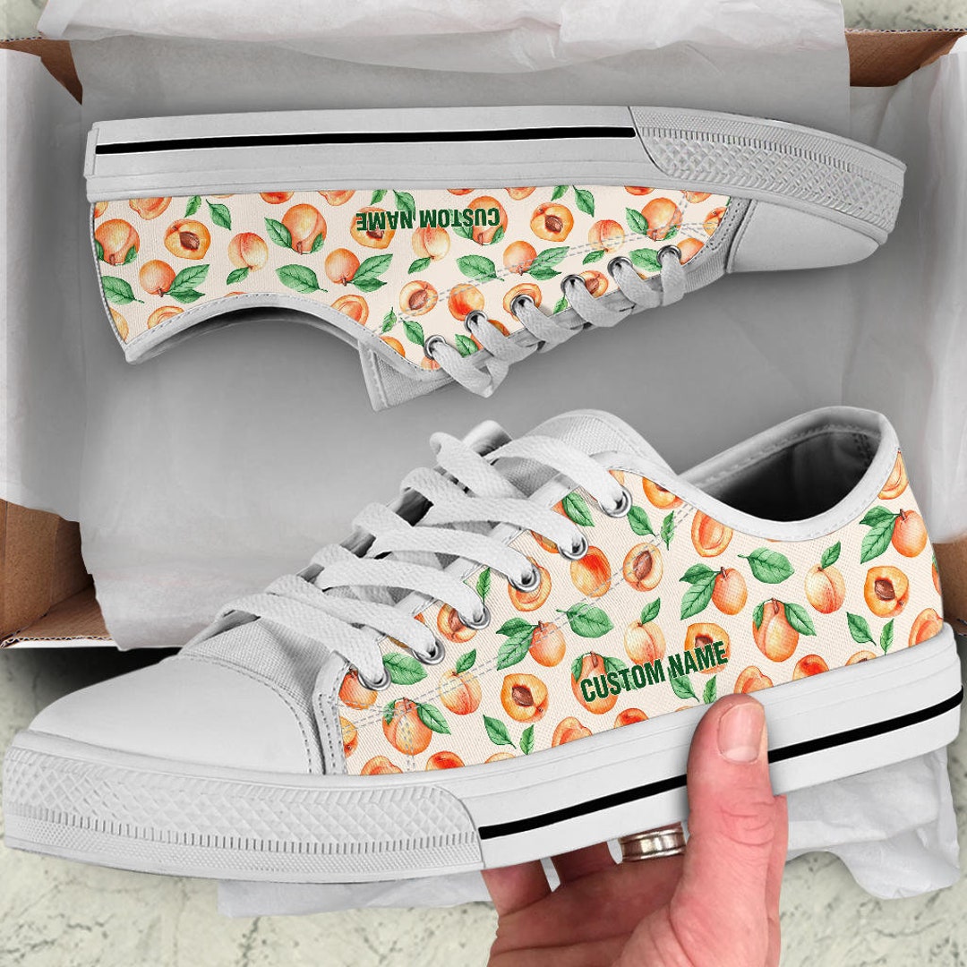 Peach Custom Name Sneakers / Peach Low Top Shoes / Peach Low Top ...