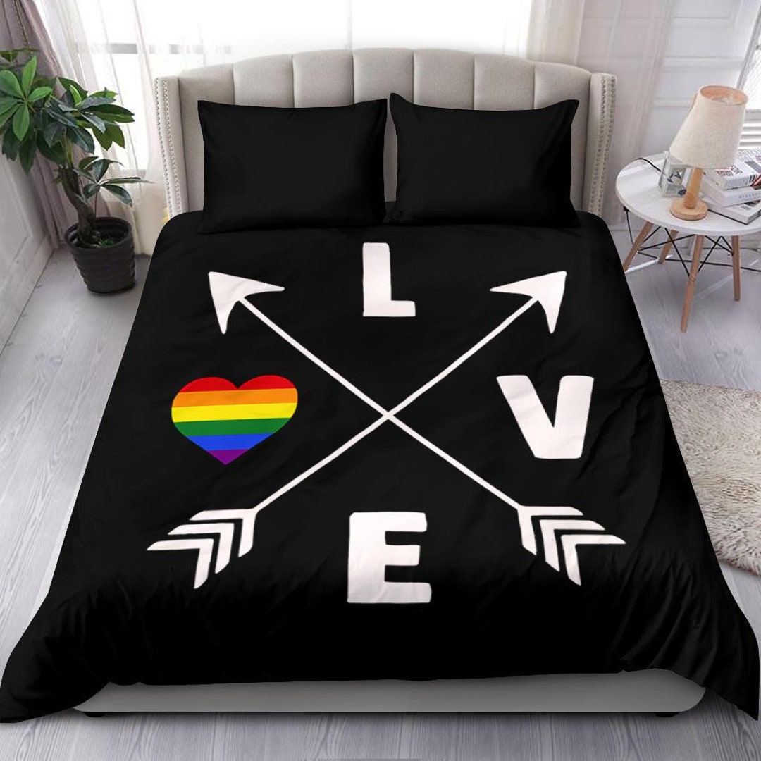LGBT Love Duvet Cover Set: Rainbow Heart Bedding - Etsy