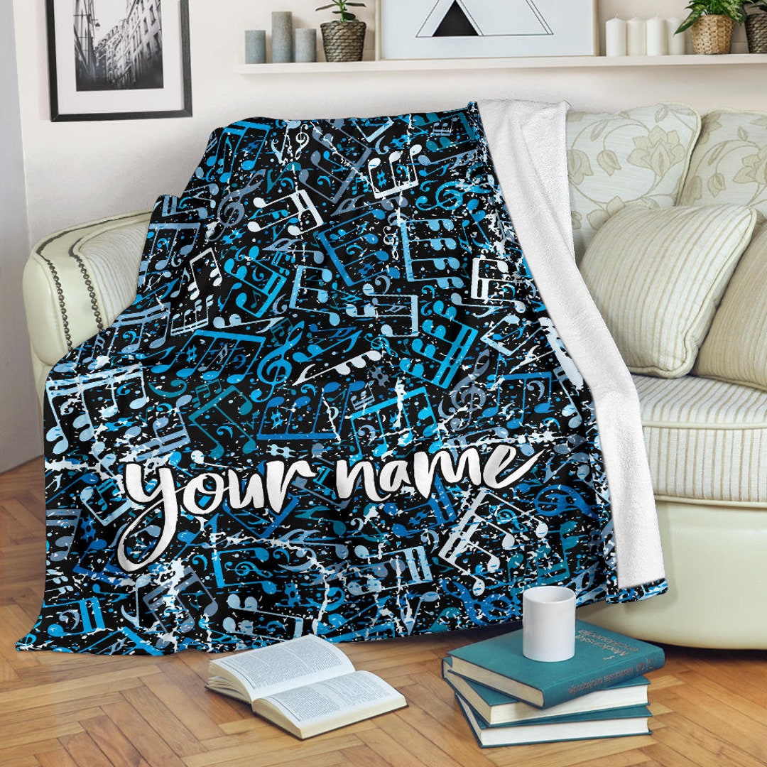 Music Notes Custom Name Blanket / Music Throw Blanket / Music Fleece ...