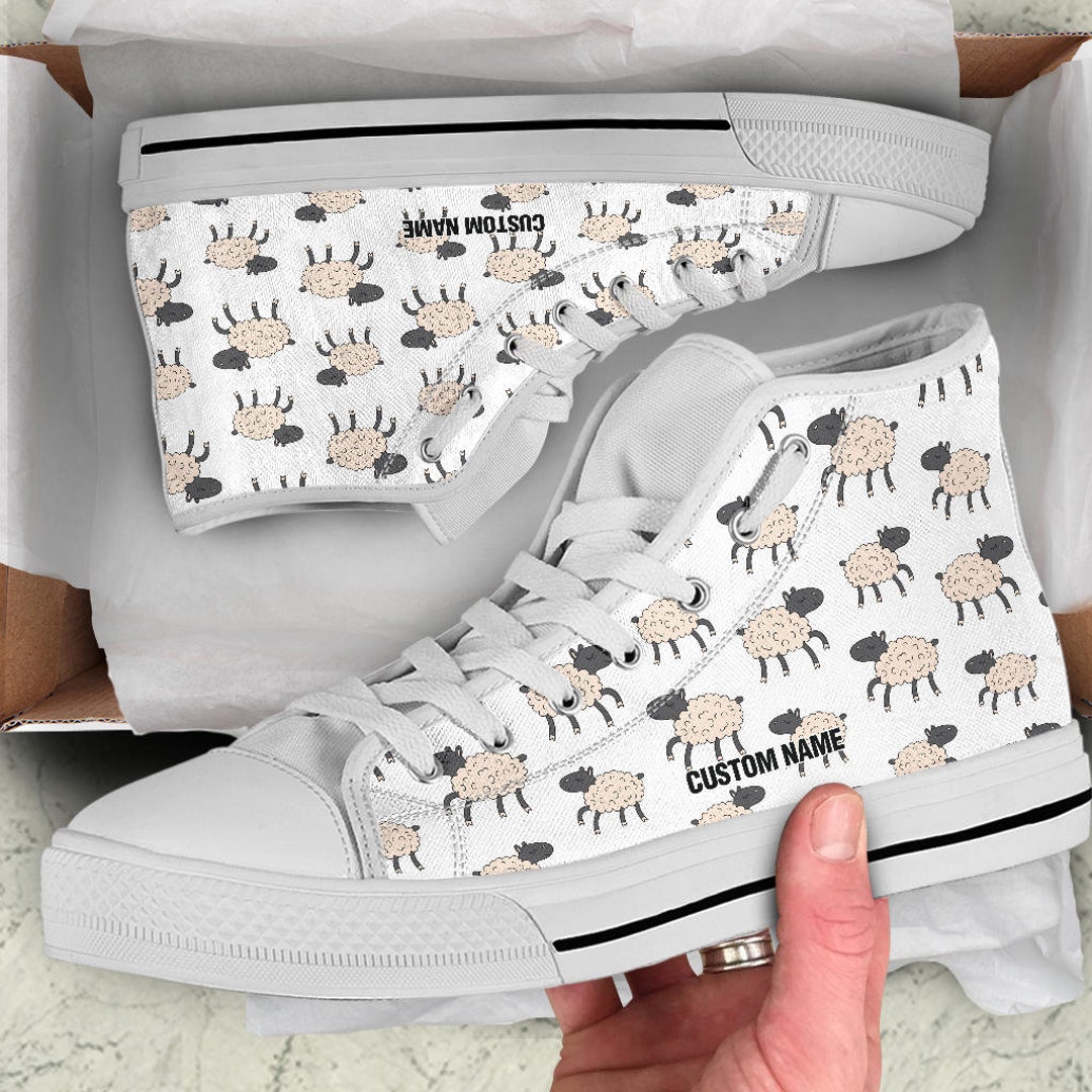 Sheep Custom Name High Top Sneakers / Sheep High Top Shoes / Sheep ...