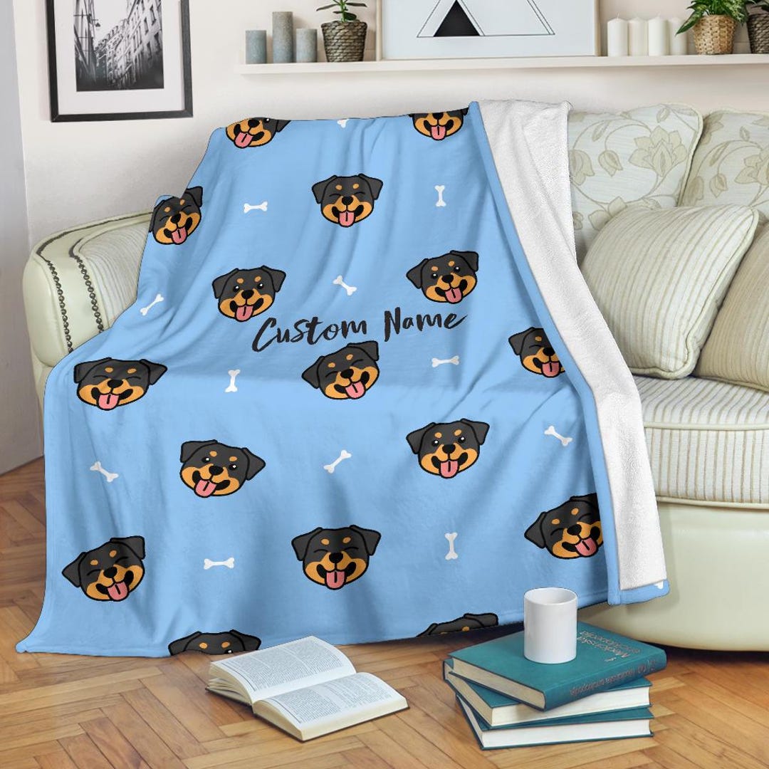 Personalized Rottweiler Blanket, Custom Name Dog Throw, Pet Lover Gift ...