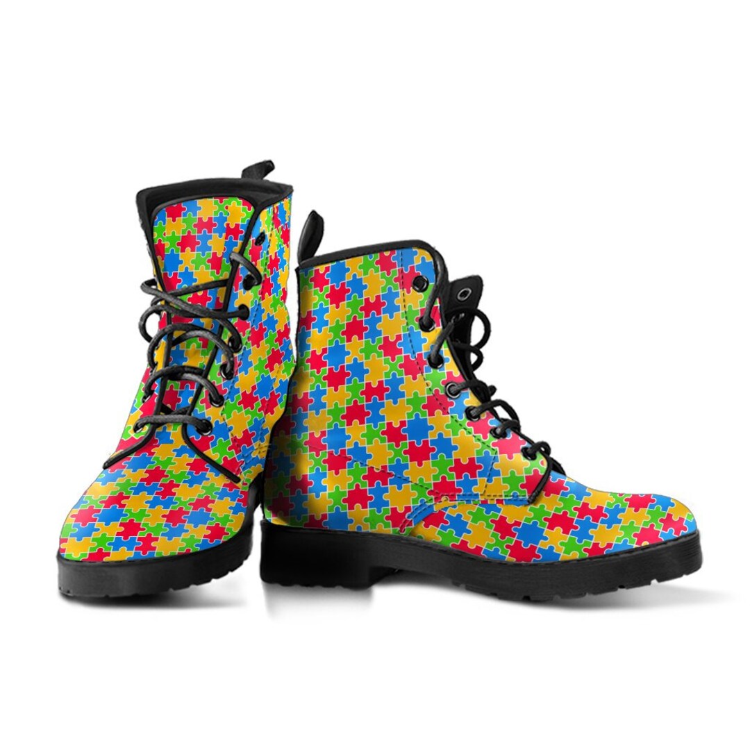 Autism Leather Boots / Autism Handcrafted Custom Print Boots / Autism ...