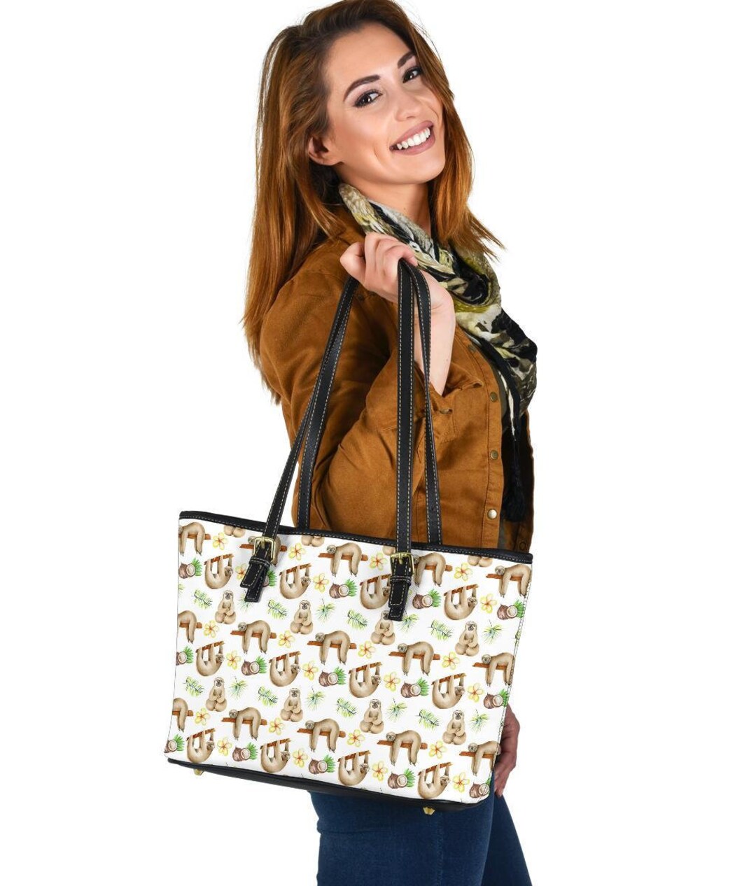 Sloth Monkeys Handbag Leather Tote Bag Double-sided Print for Her - Etsy