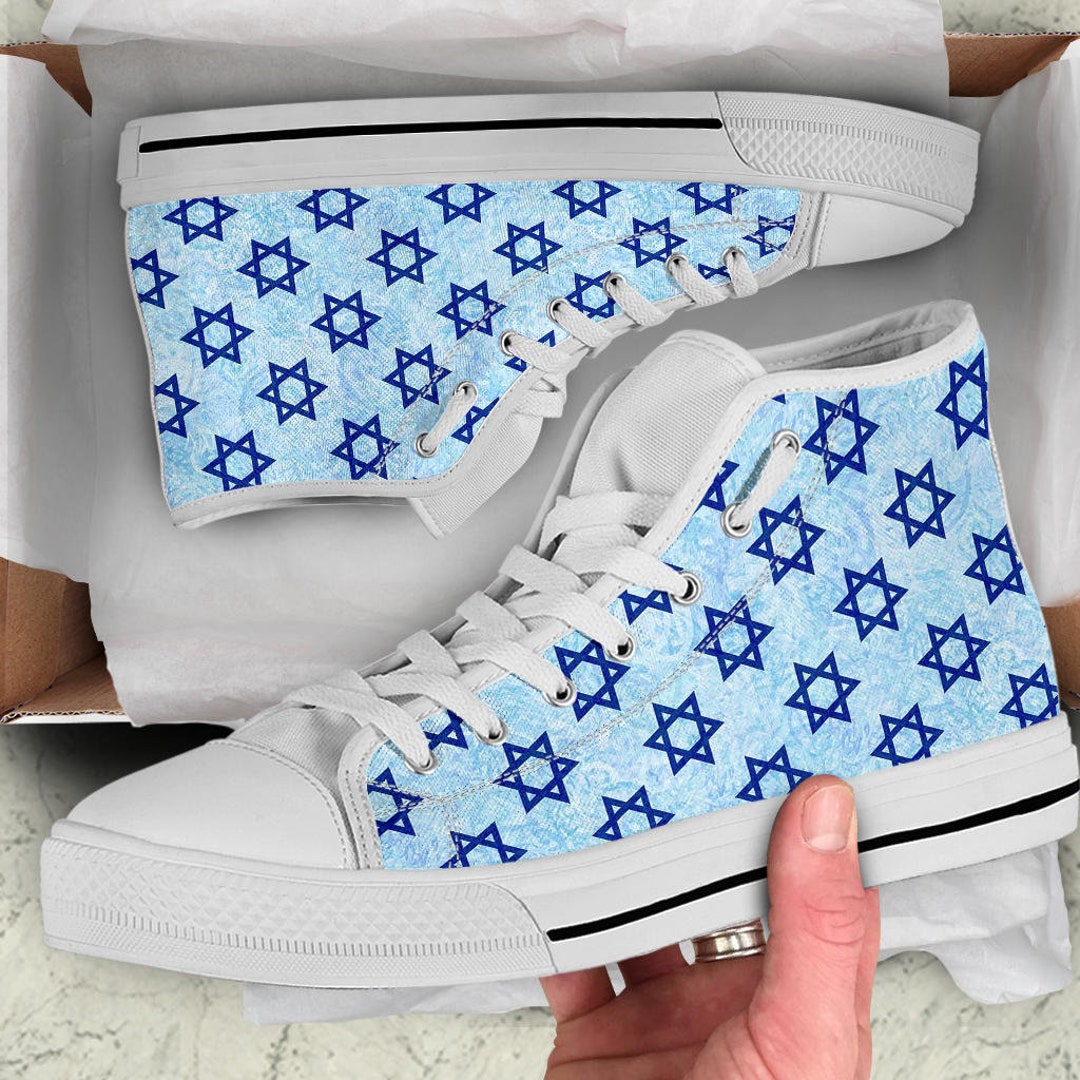 Star of David High Top Sneakers / Star of David Custom Print Trainers ...