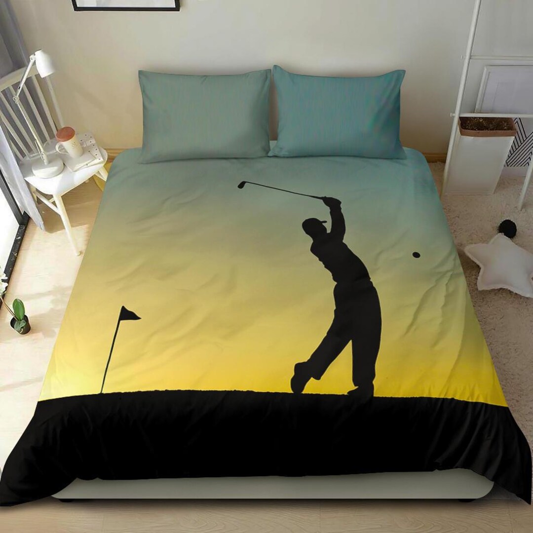 Golf Sport Duvet Cover and Pillow Covers - Golfer Bedding Set - Golf ...