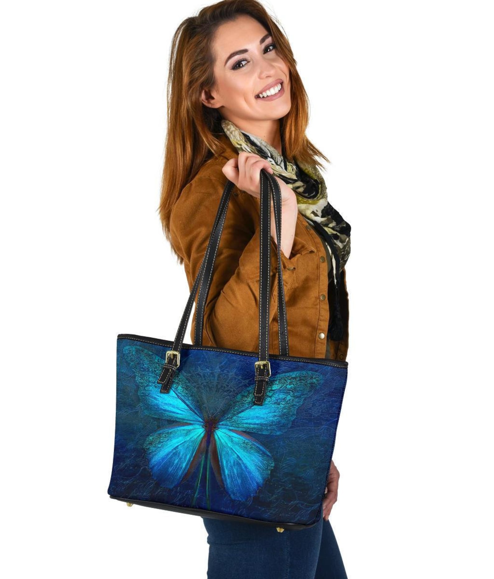 Butterfly Handbag Leather Tote Bag Double-sided Print for Her - Etsy