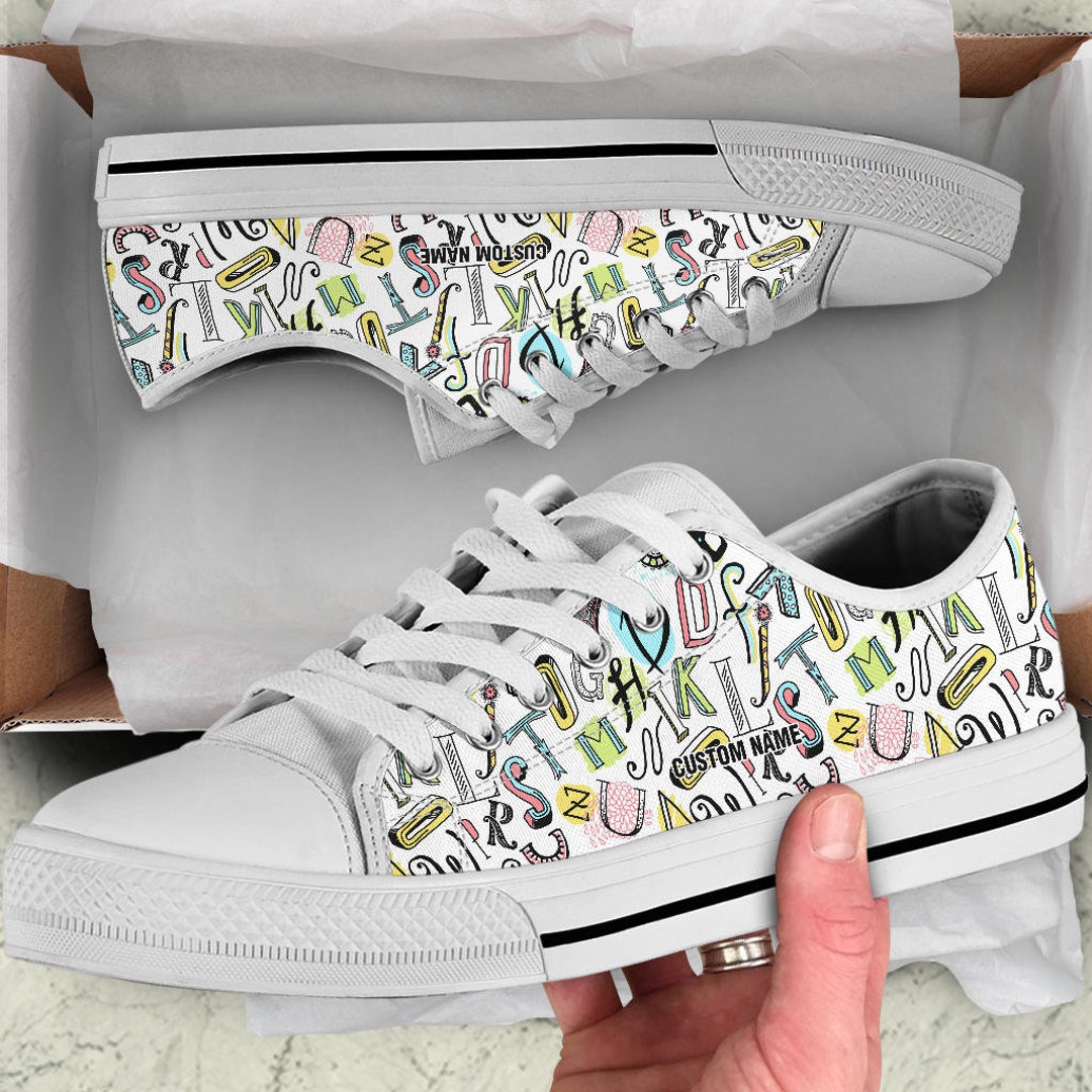 Alphabet Custom Name Sneakers / Alphabet Low Top Shoes / Alphabet Low ...