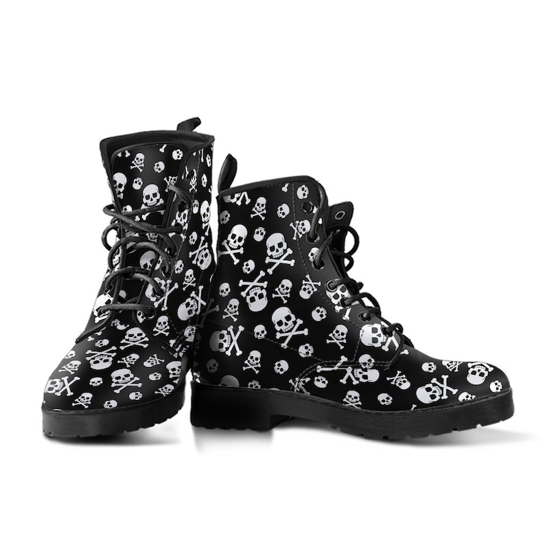 Skull Leather Fashion Boots - Etsy