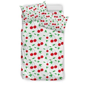 Cherry Duvet Cover and Pillow Covers - Cherry Bedding Set - Cherry Bed ...