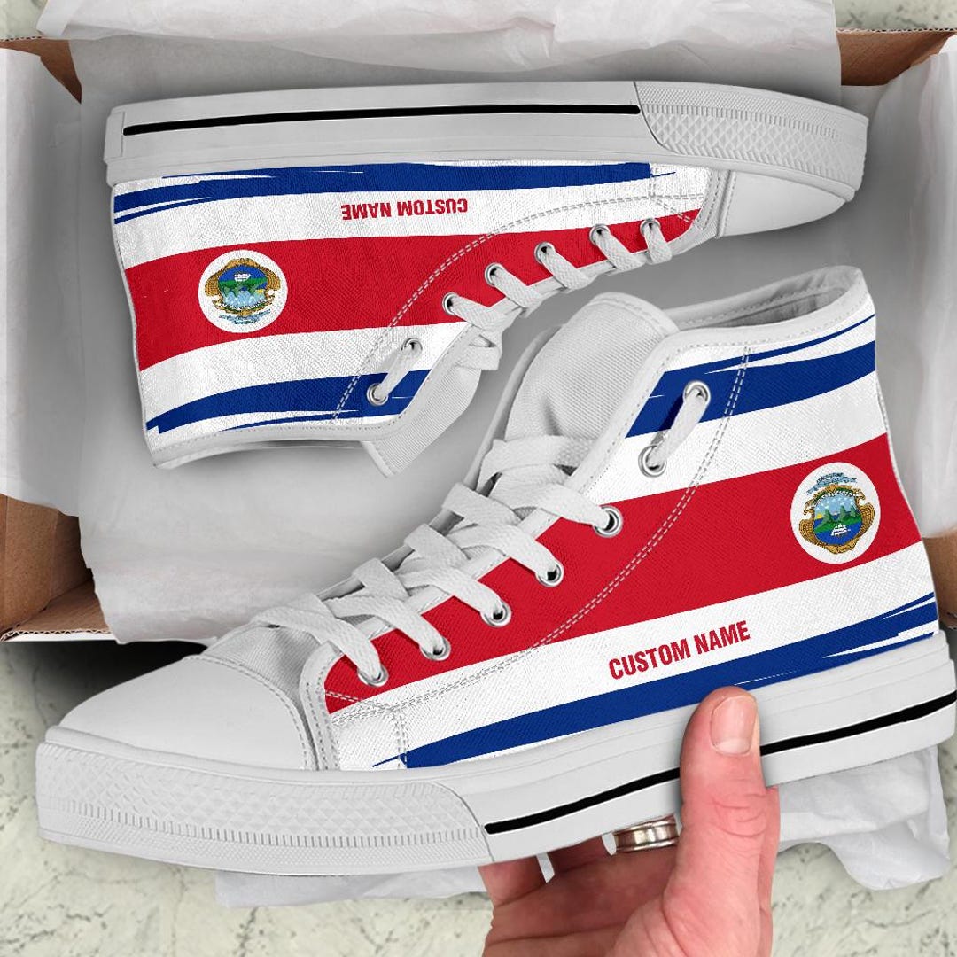 Costa Rica Flag Custom Name High Top Sneakers / Costa Rica Flag Custom ...