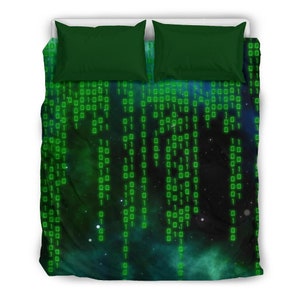 Code Duvet Cover and Pillow Covers - Matrix Code Bedding Set - Matrix ...