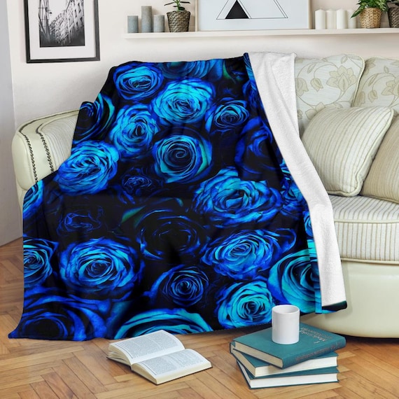 Blue Roses Blanket / Thin Blue Line Blanket / Blue Roses Throw - Etsy