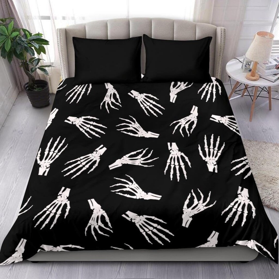 Skeleton Duvet Cover and Pillow Covers Skeleton Bedding Set Skulls Bed ...