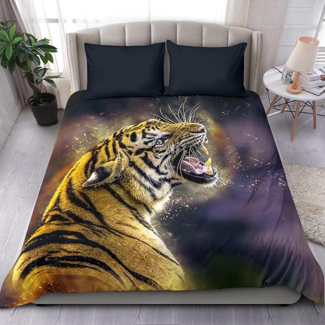 Tiger Duvet Cover and Pillow Covers - Tiger Animal Bedding Set - Tiger ...