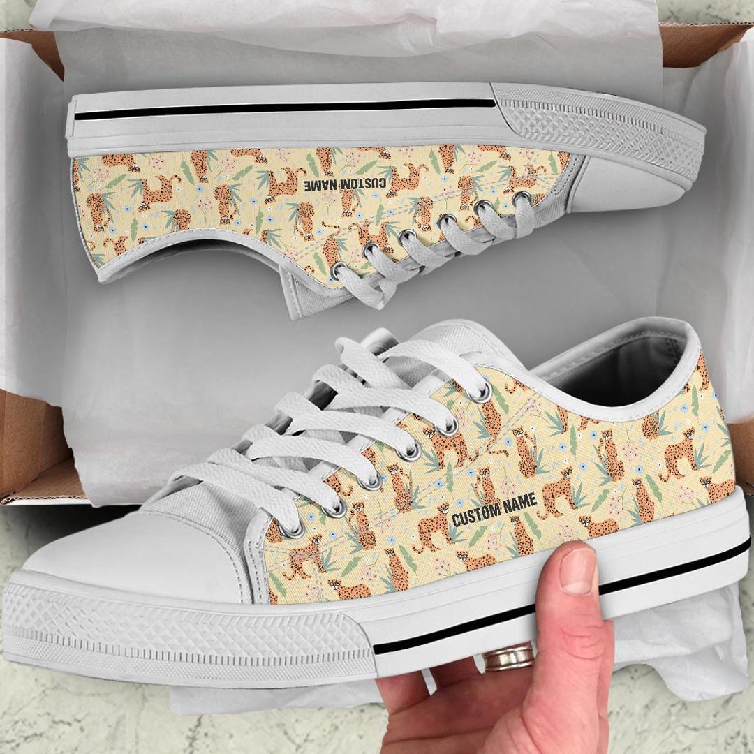 Cheetah Custom Name Sneakers / Cheetah Low Top Shoes / Cheetah Low Top ...