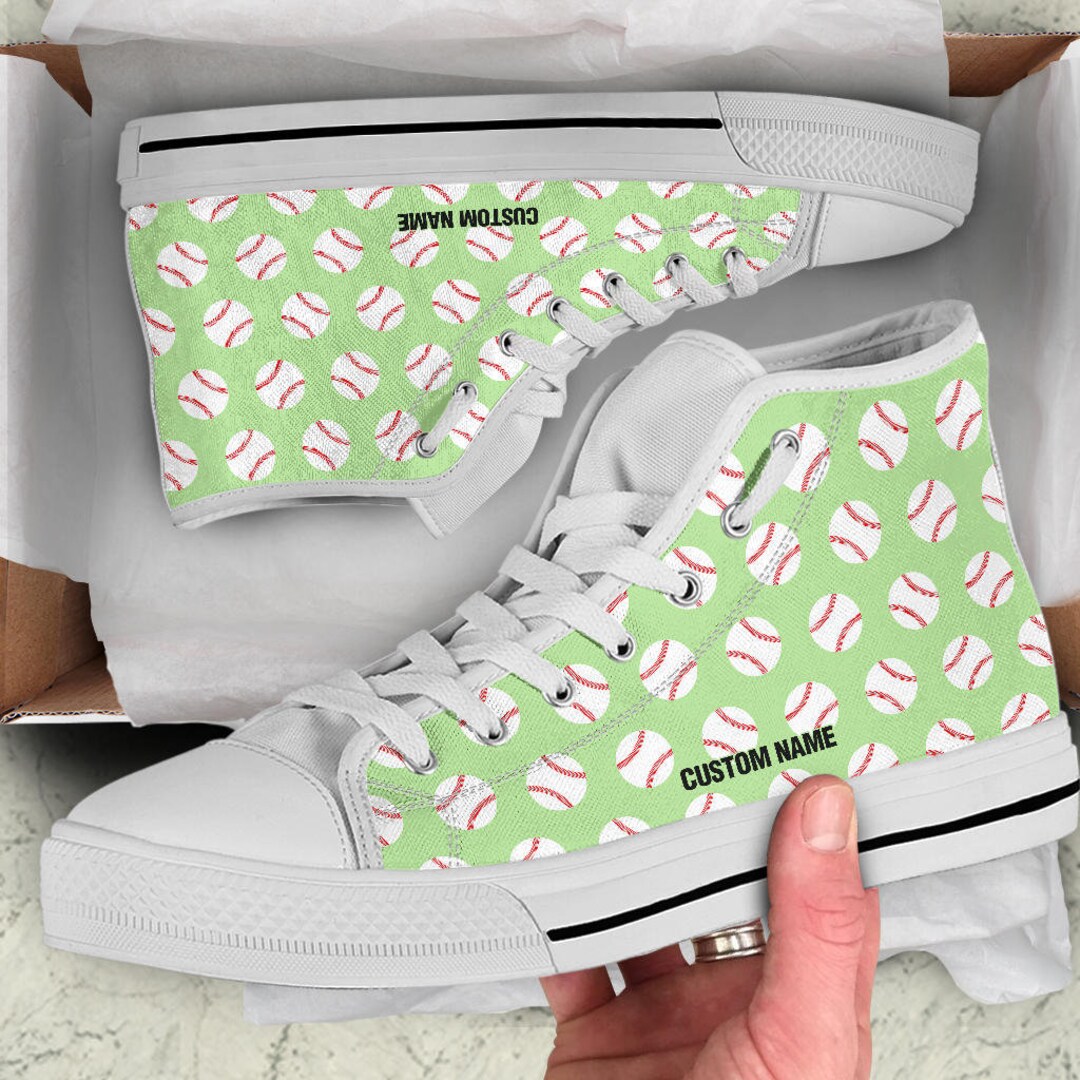 Baseball Custom Name High Top Sneakers / Baseball Custom Print Trainers ...