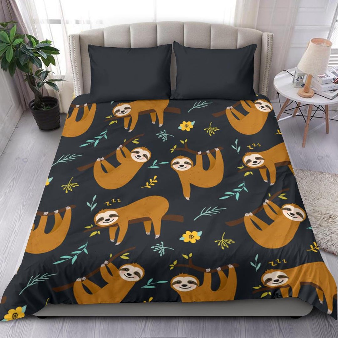 Sloth Duvet Cover Set: Brushed Polyester Bedding - Etsy