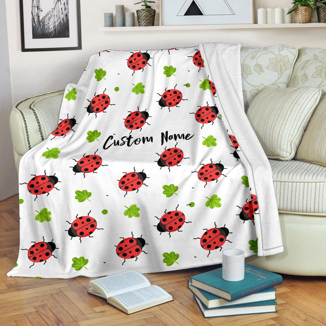 Custom Ladybug Fleece Blanket: Personalized Name Throw - Etsy