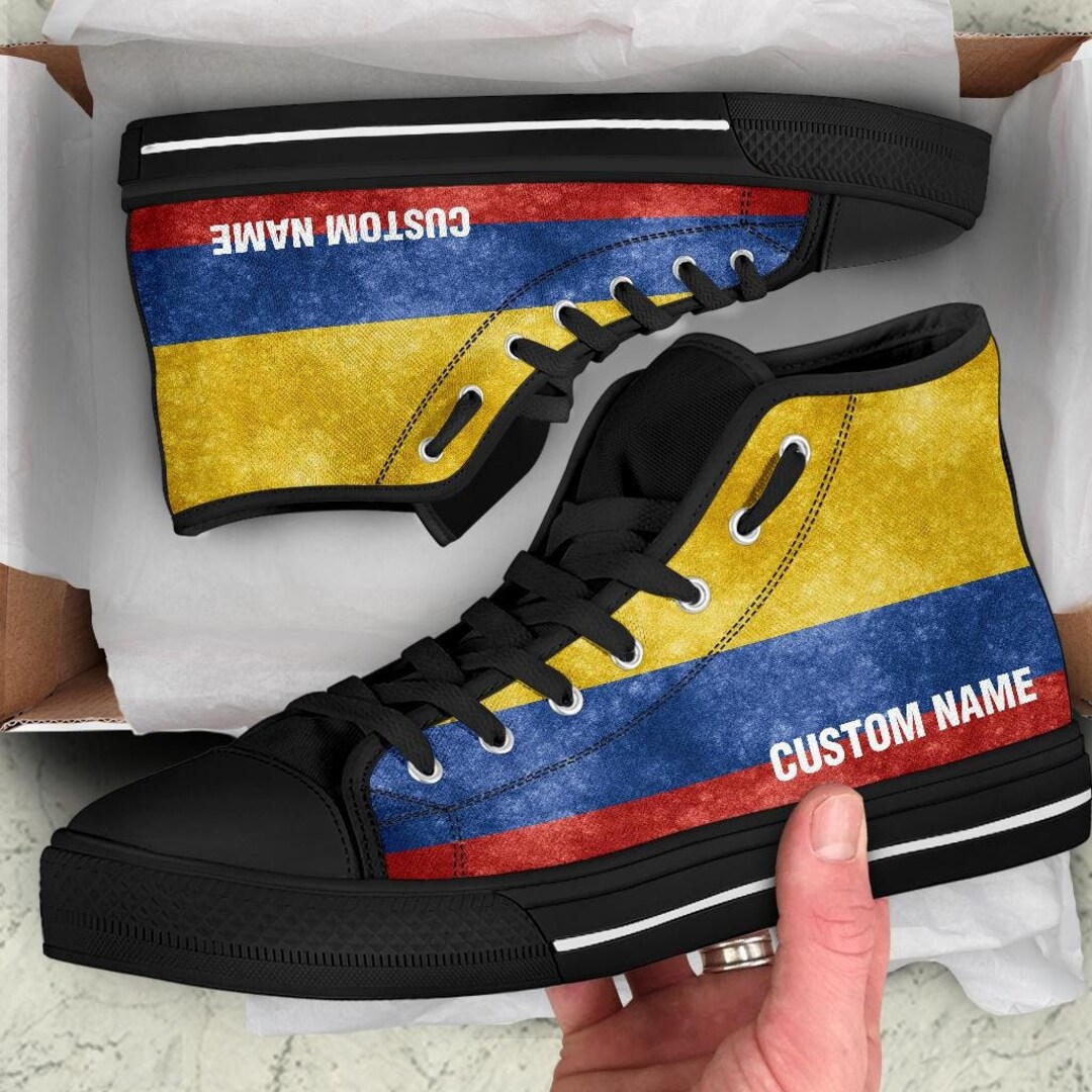 Colombian Flag Custom Name High Top Shoes / Colombia Custom - Etsy
