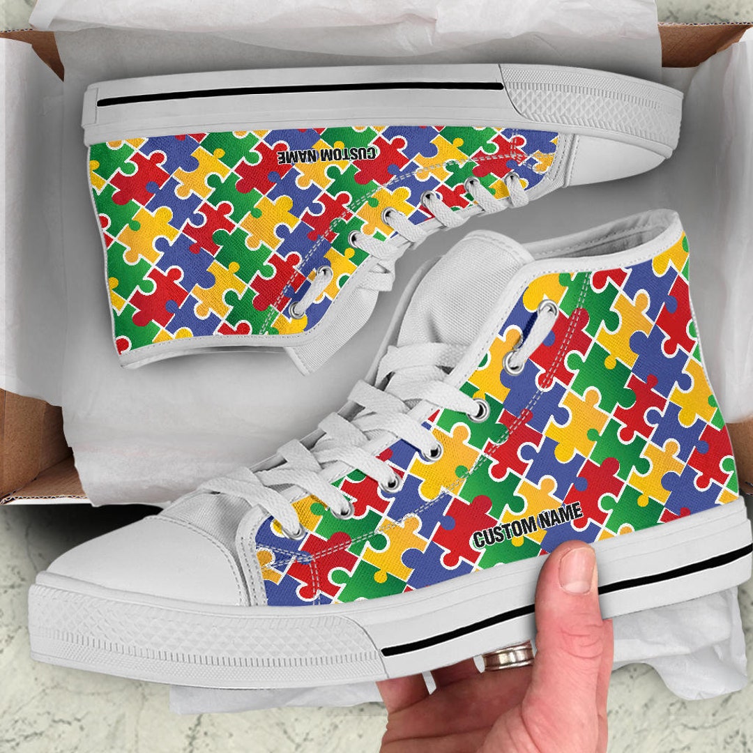 Autism Custom Name High Top Sneakers / Autism Custom Print Shoes ...