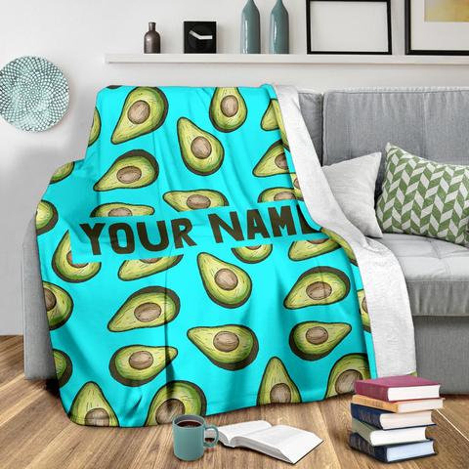 Avocado Custom Name Blanket / Avocado Fruit Fleece Blanket / - Etsy