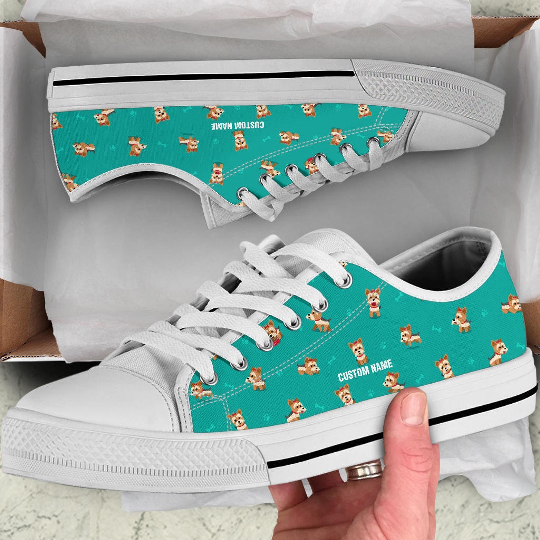 Yorkshire Terrier Dog Custom Name Sneakers / Terrier Low Top Shoes ...