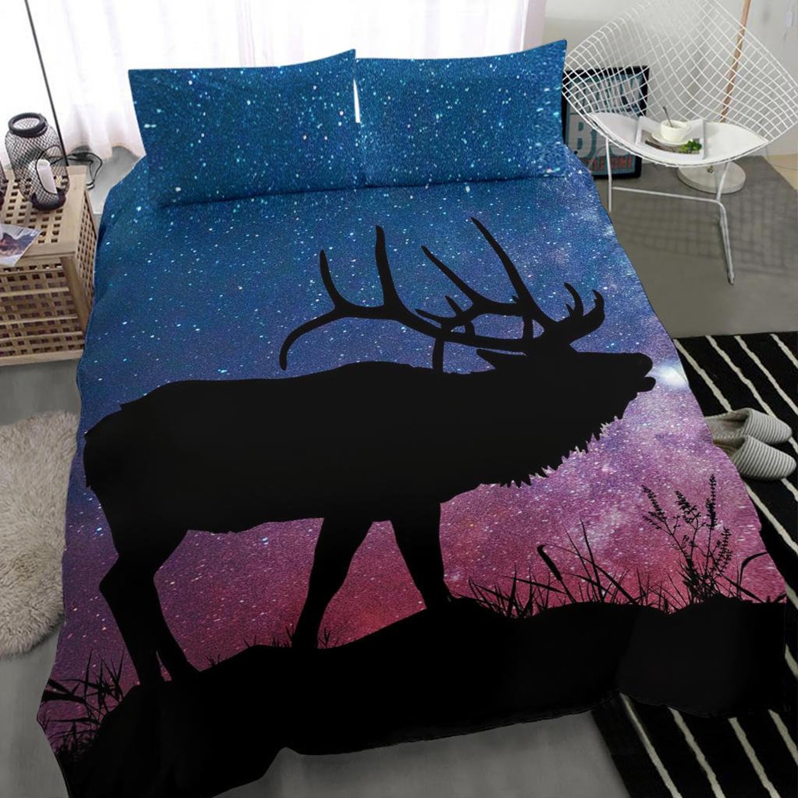 Elk Duvet Cover and Pillow Covers Elk Bedding Set Elk Bed - Etsy