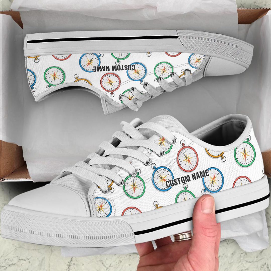Compass Custom Name Sneakers / Compass Low Top Shoes / Compass Low Top ...