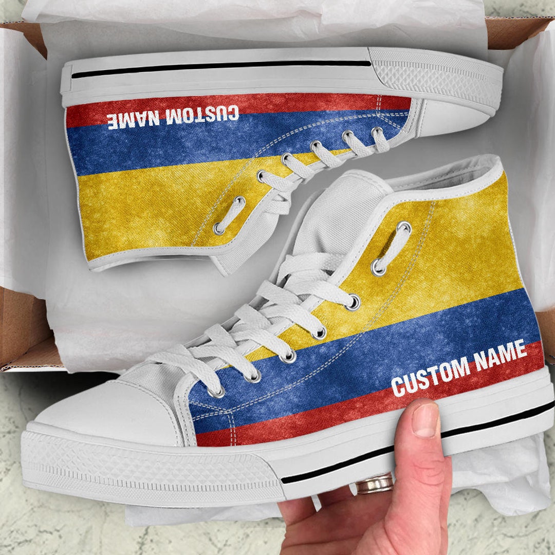 Colombian Flag Custom Name High Top Sneakers / Colombia Custom Print ...