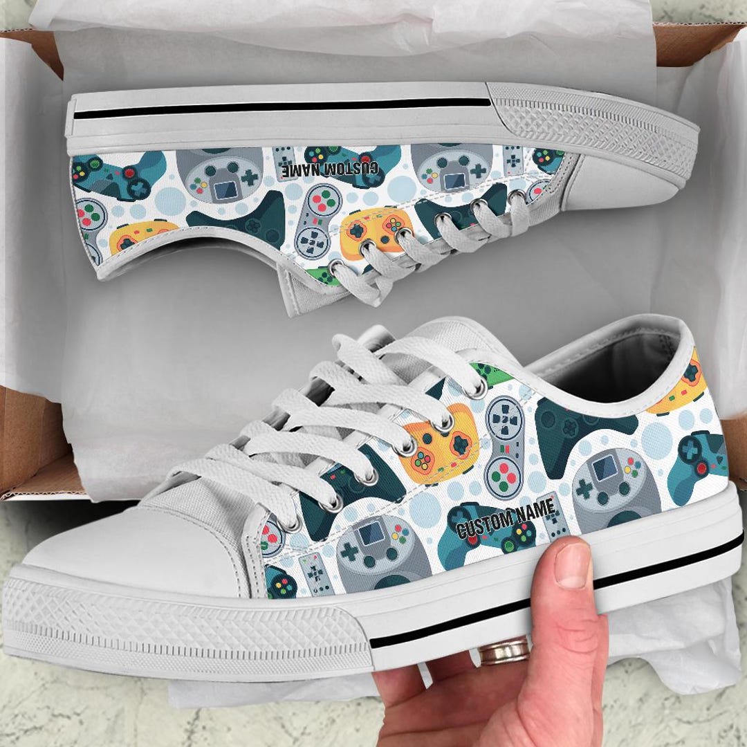 Custom Name Gamer Low Top Sneakers: Gaming Lover Gift - Etsy